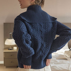 Vintage Sailor Collar Button Up Oversized Cable Knit Fisherman Cardiga ...